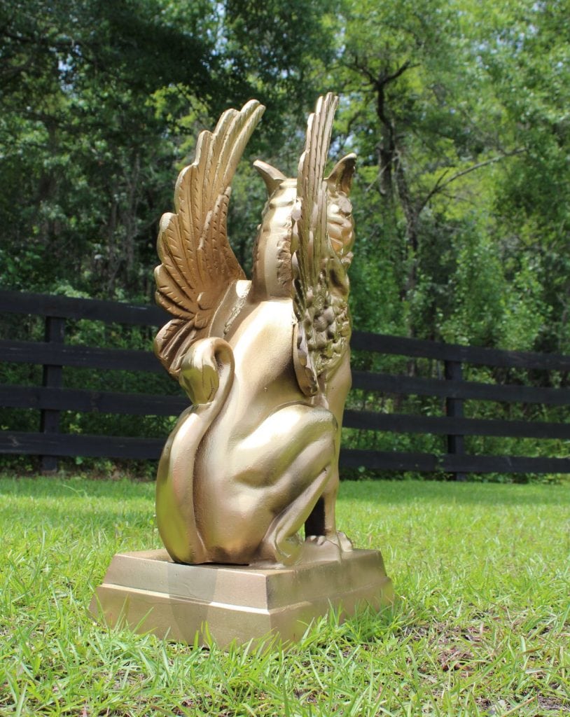 Pair of Winged Cat Gargoyle or Griffin Statues Gold Finish | The Kings Bay
