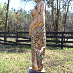 4 Ft Hand Carved Standing Mermaid Statue with Painted Finish | The ...