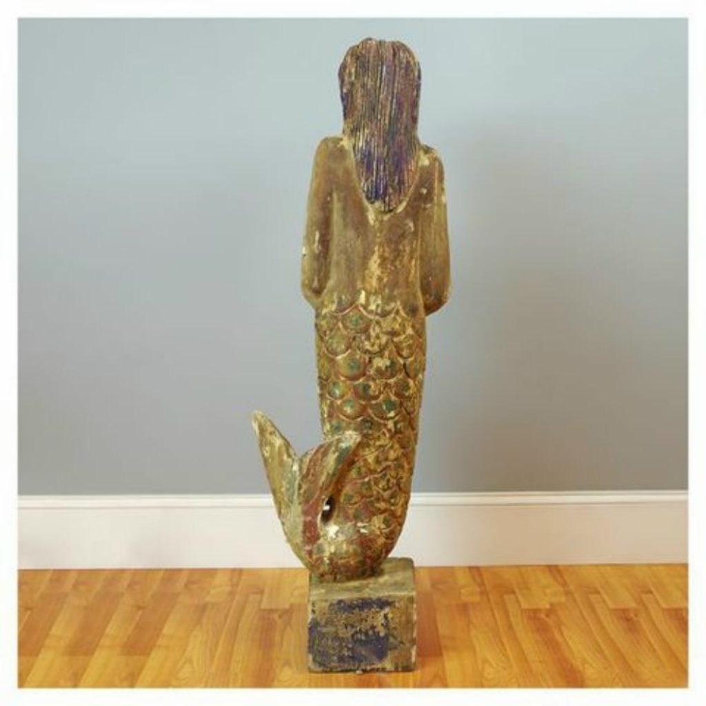 Exquisite Wood Carved Mermaid - Perfect for Nautical and Coastal Decor