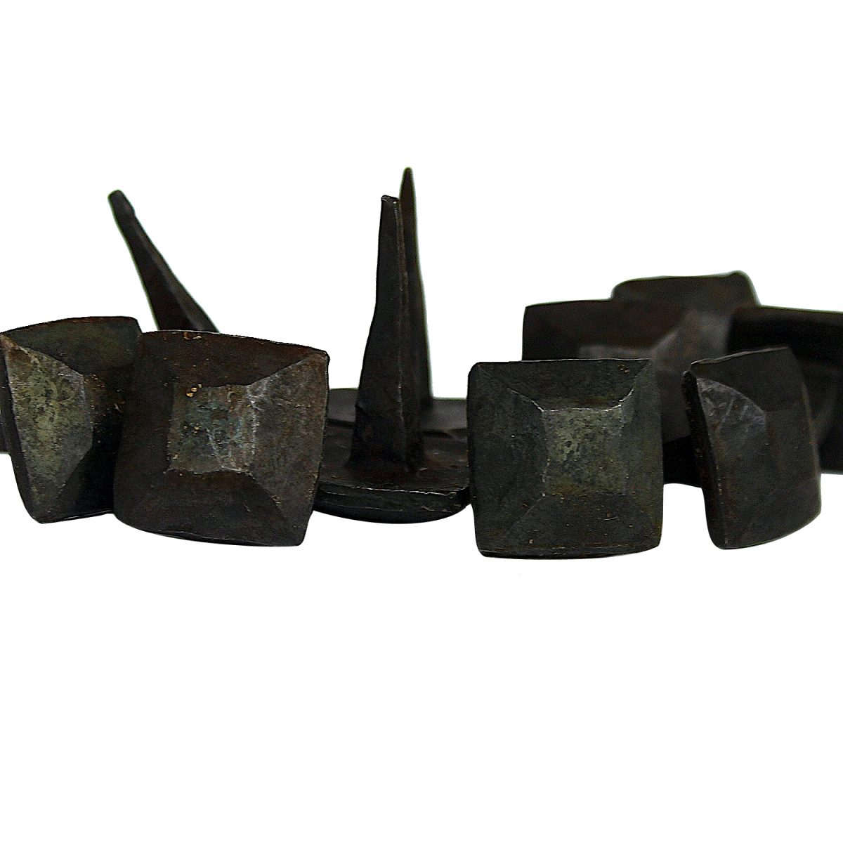 Set of 10 Nails Hand Made Wrought Iron Hammered Square Top Wax Coated 1 ...
