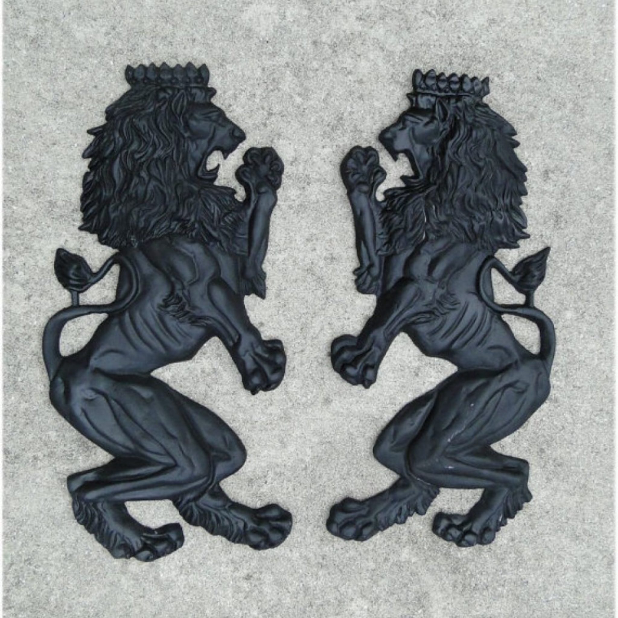 Pair of Wall Mounted Royal Lion Crest Sculptures | The Kings Bay