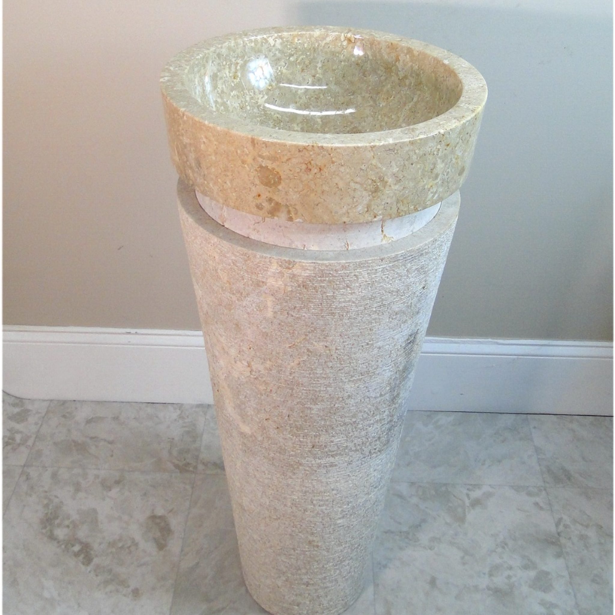 Mid Century Modern Marble Stone Cone Pedestal Sink | The Kings Bay