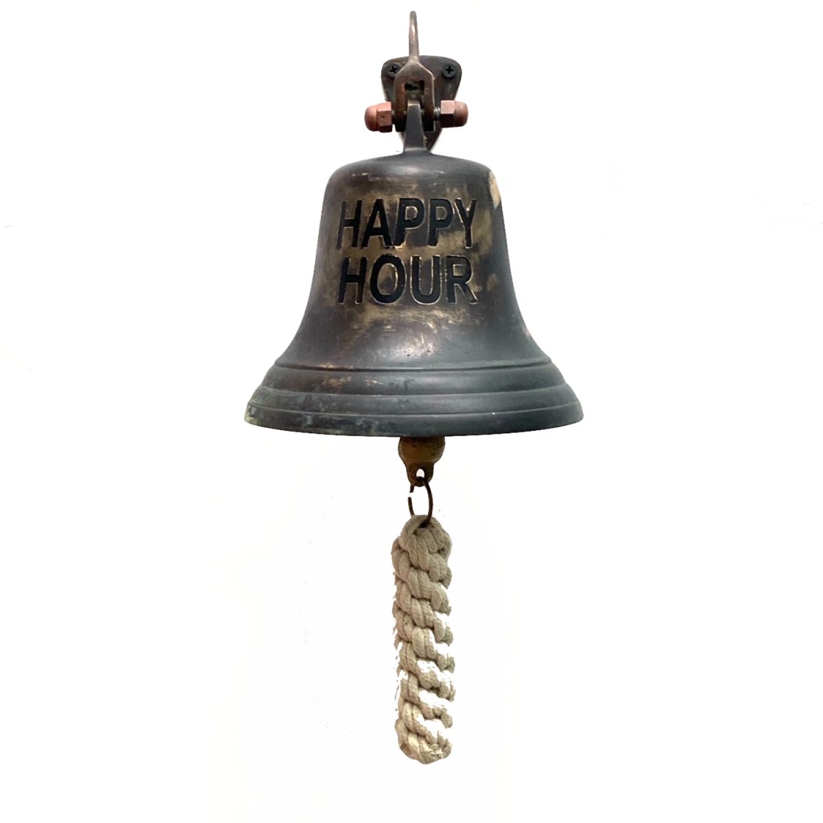 Happy Hour Bell in Aged Green and Bronze Solid Brass Big Bar Tavern Pub ...