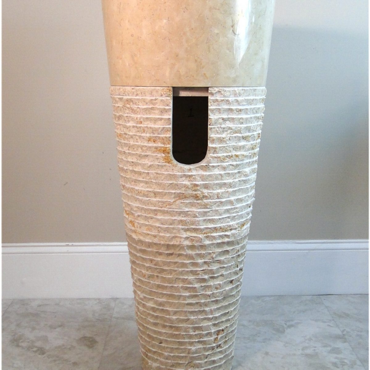 Mid Century Modern Ribbed Marble Stone Cone Pedestal Sink Danish | The ...