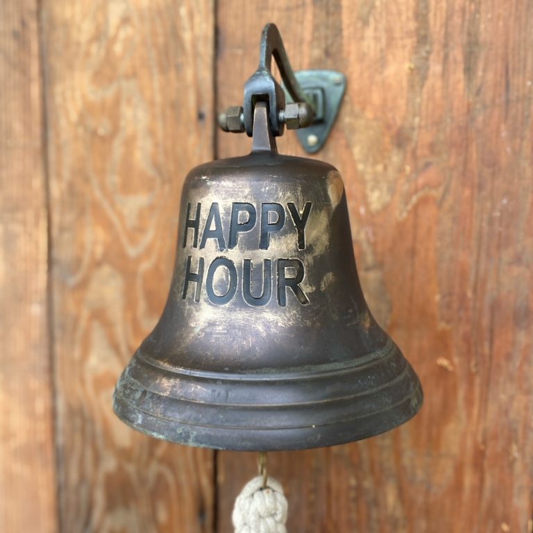 Happy Hour Bell in Aged Green and Bronze Solid Brass Big Bar Tavern Pub ...