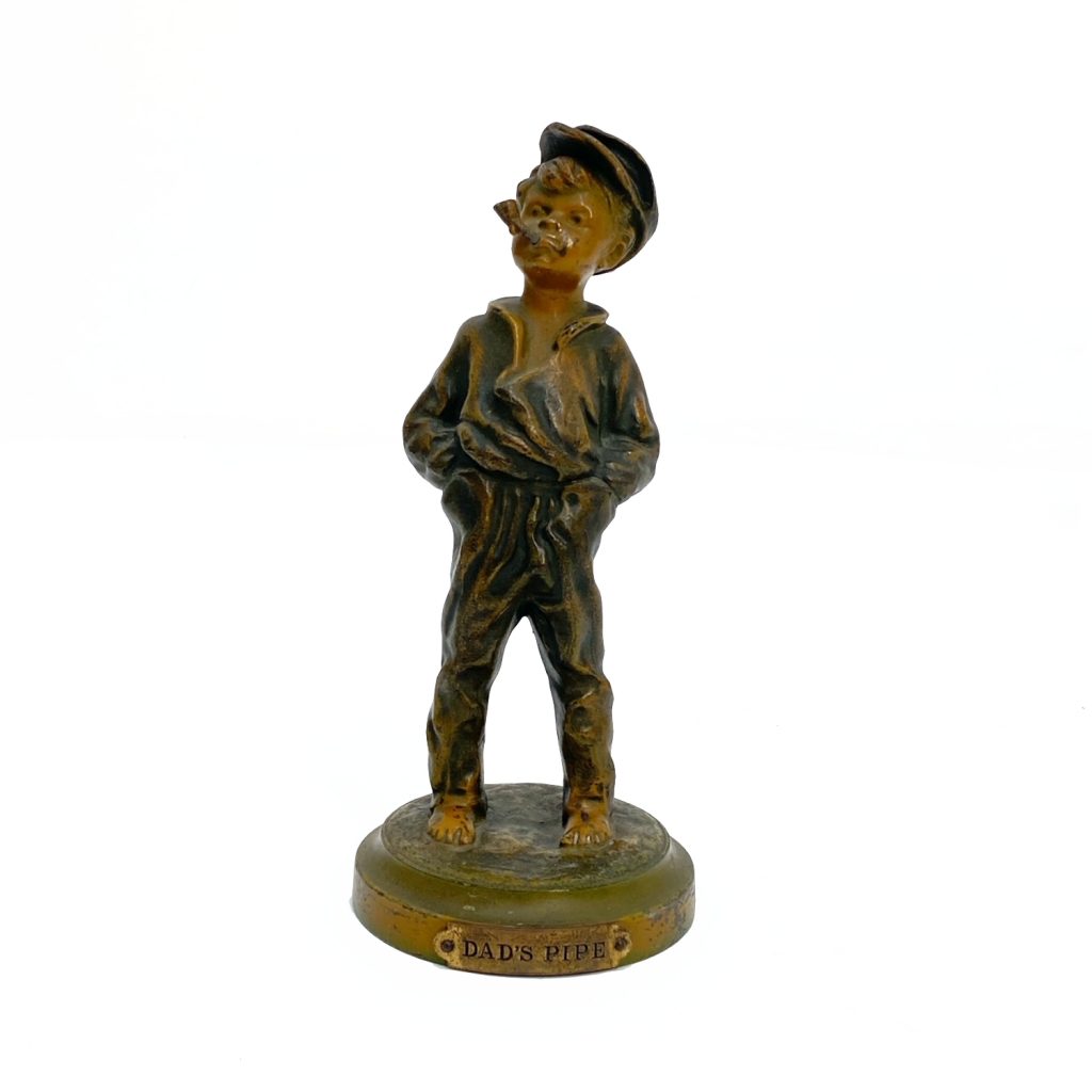 Vintage Metal Boy with Cigar Statue Marked Dad's Pipe Dads | The Kings Bay