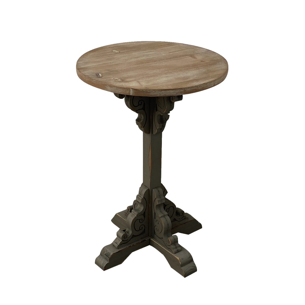 Country Blue Scrollwork End Table Vintage Aged Finish 23 Inches Tall ...