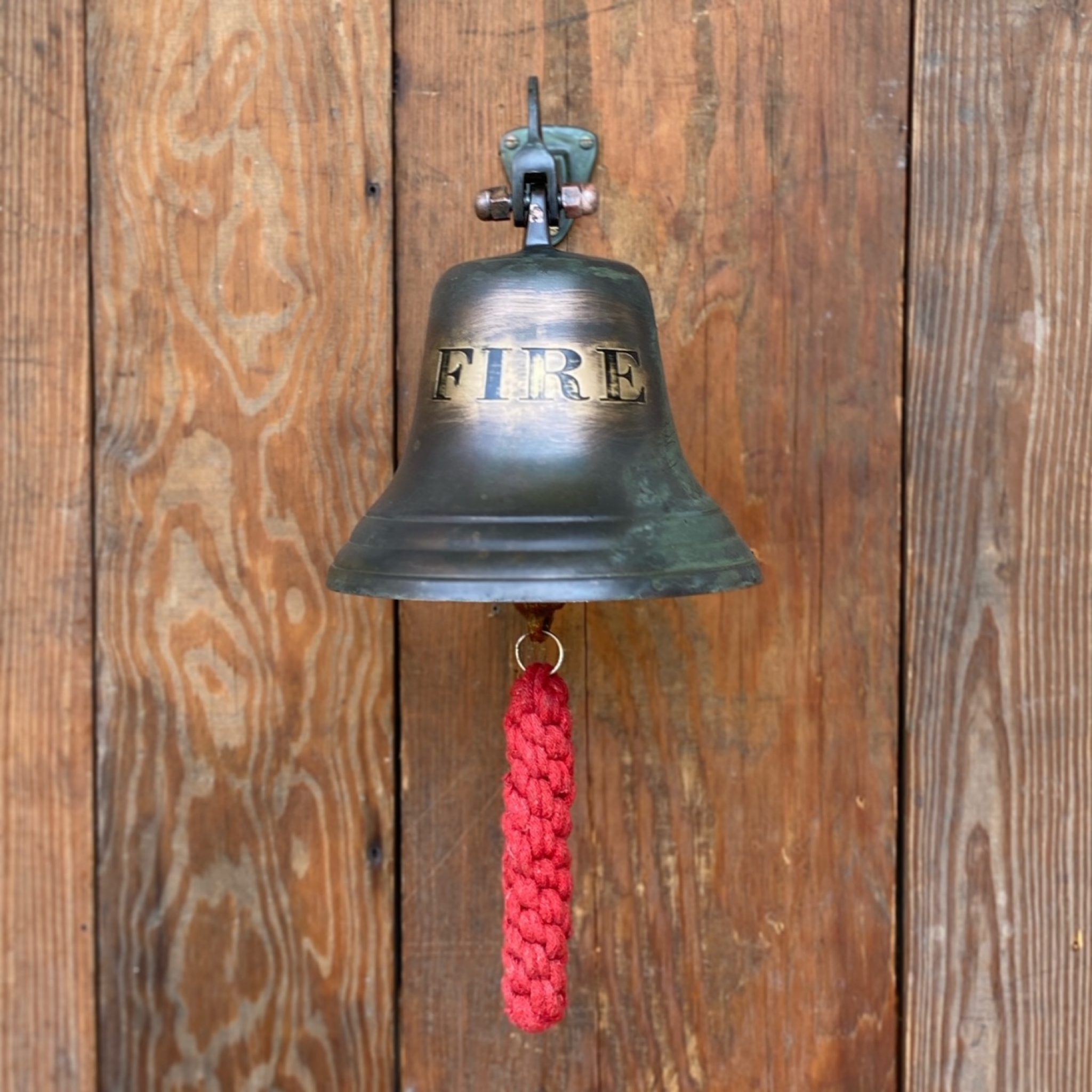 Fire Bell Aged Verde Green and Bronze over Solid Brass Fireman EMS ...