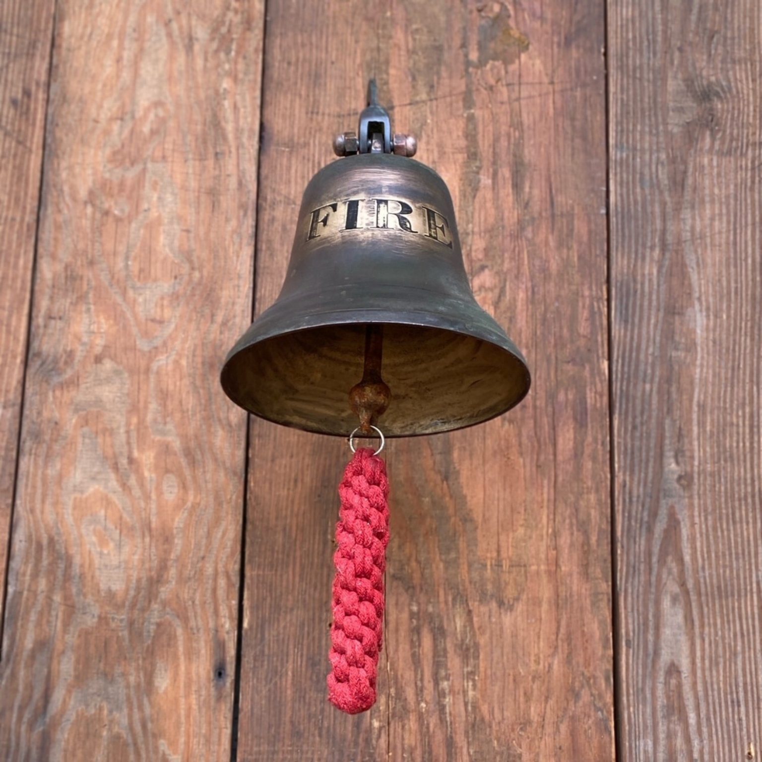 Fire Bell Aged Verde Green and Bronze over Solid Brass Fireman EMS ...