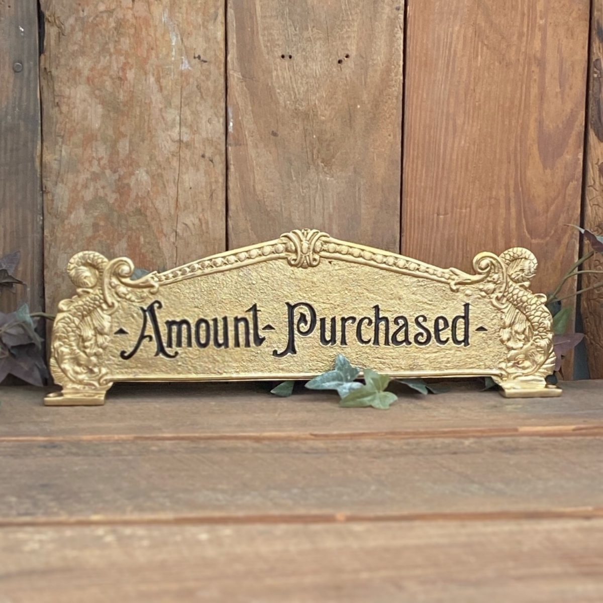 Amount Purchased Brass Cash Register Sign For Vintage Crank - Replica ...