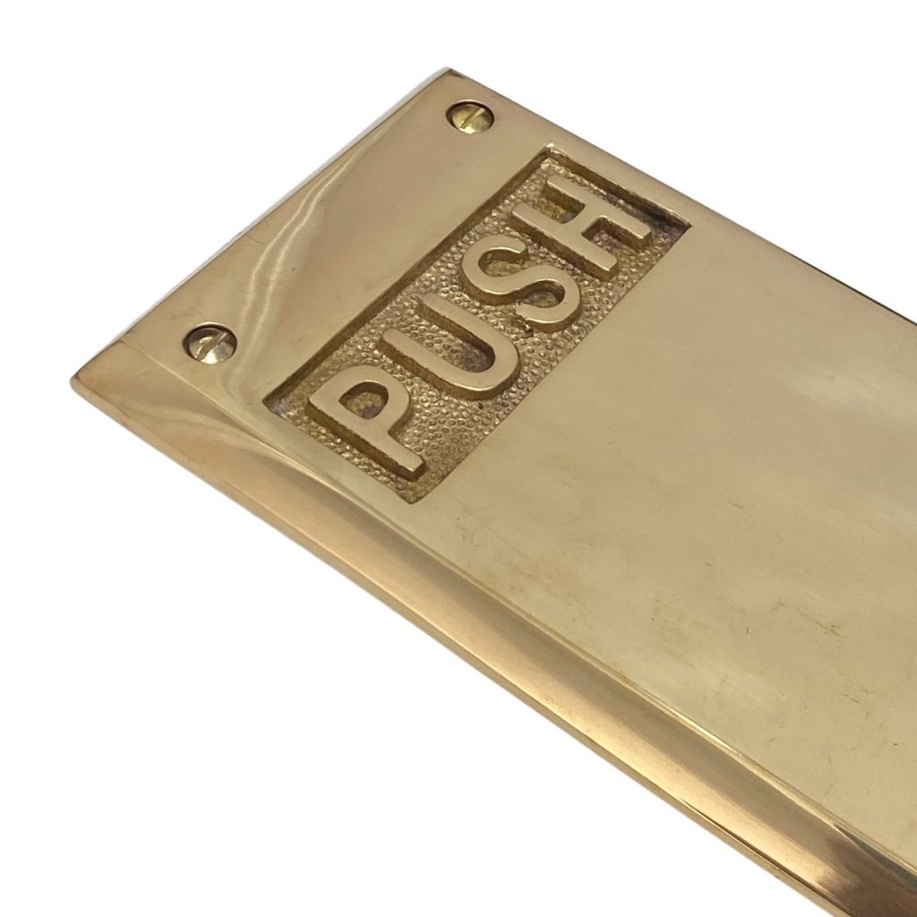 PUSH Commercial Door Plate in Heavy Duty Cast Brass | The Kings Bay