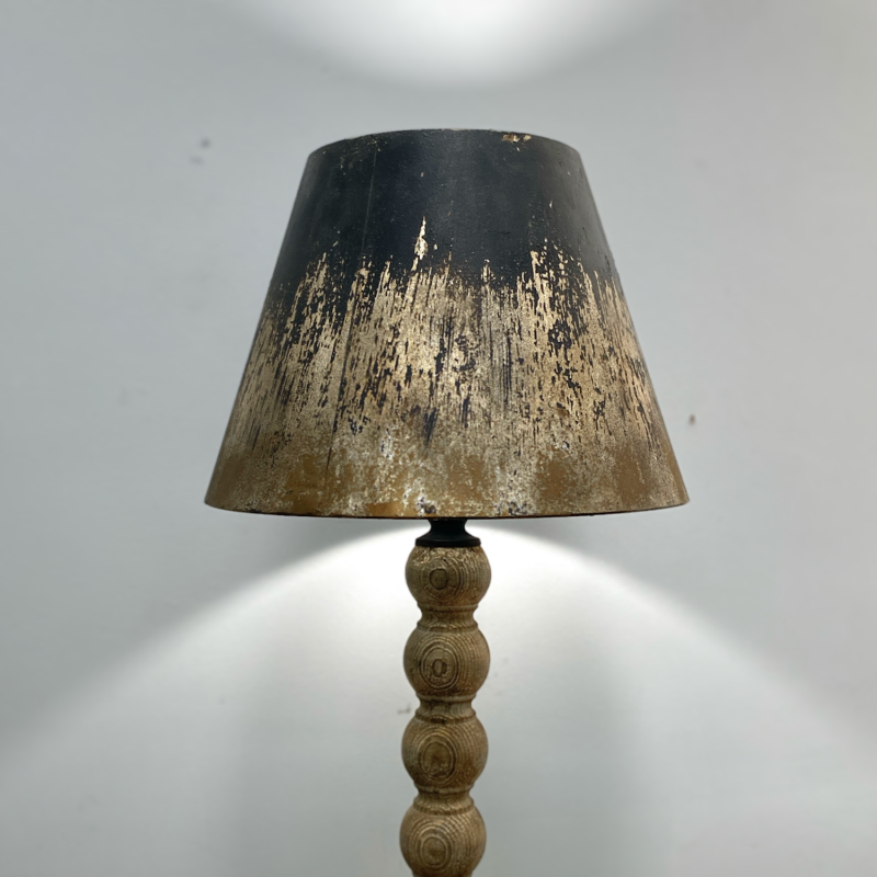 Distressed Floor Lamp with Carved Wooden Rope Design and Tin Shade 75 ...