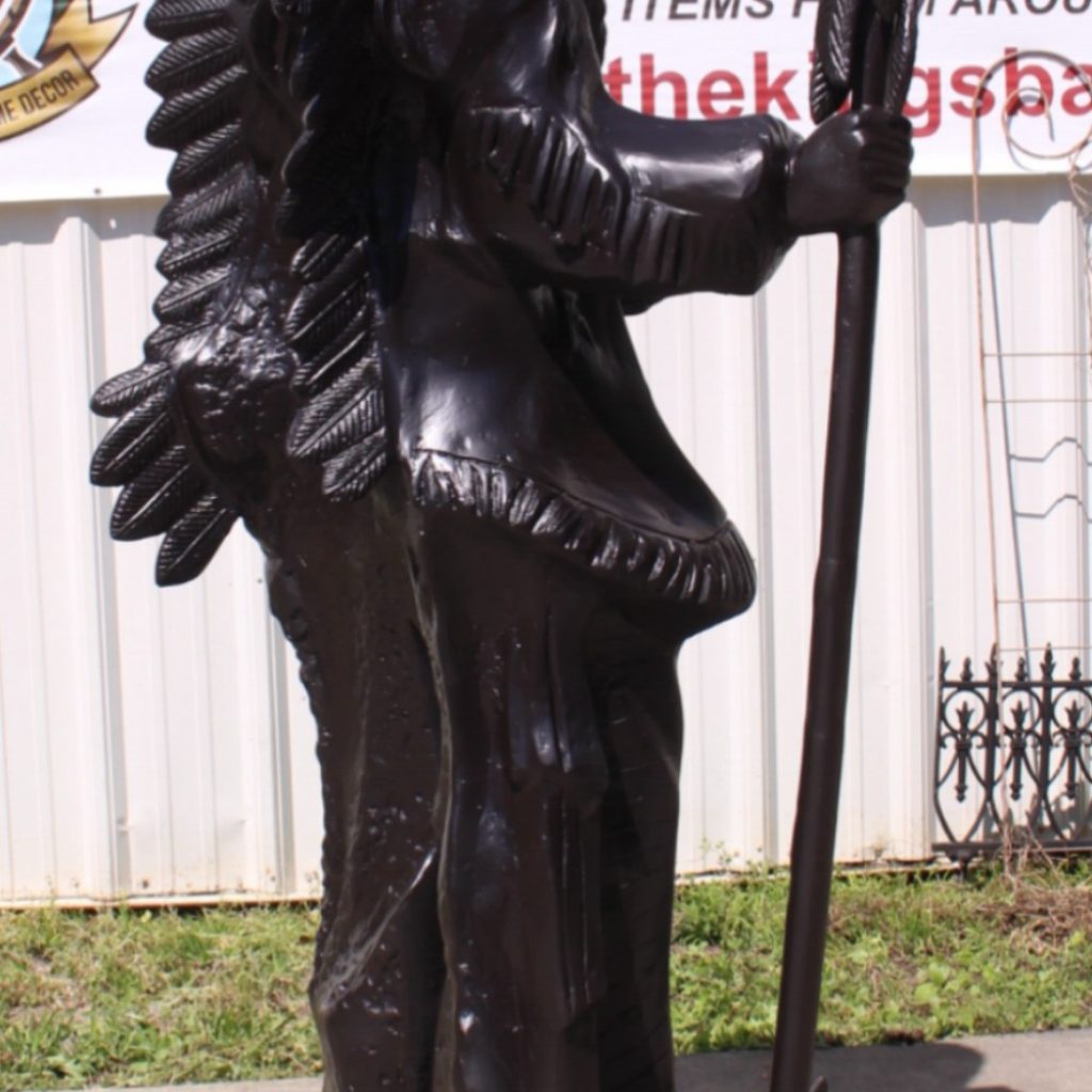6 Ft Bronze Native American Indian Chief Statue with Shield and Spear ...