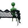 Alien Statue Sitting on Bench Drinking Can - Selfie Photos Glow in Dark ...
