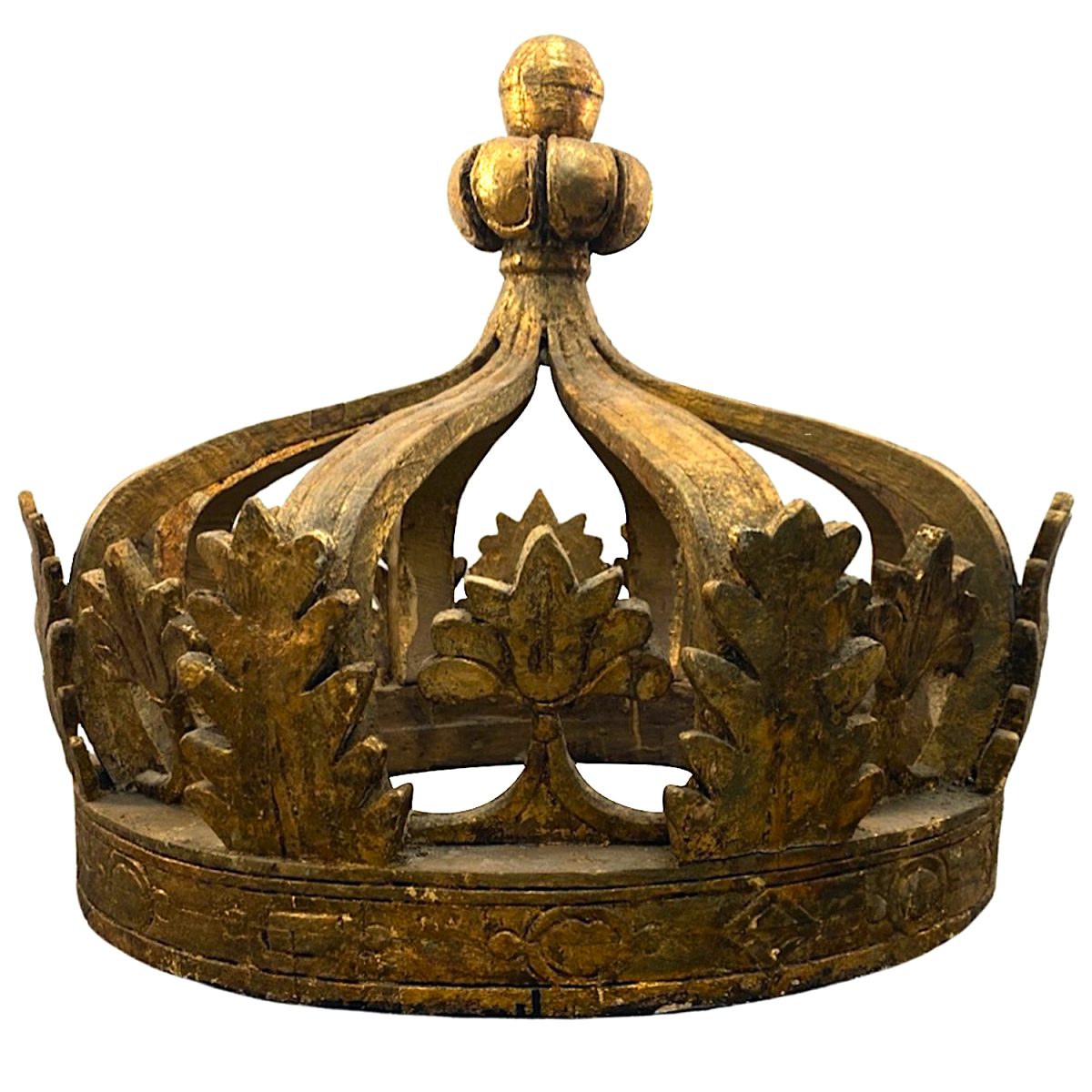 Giant Architectural Wood Chipped Painted Gold Prince Princess Crown ...