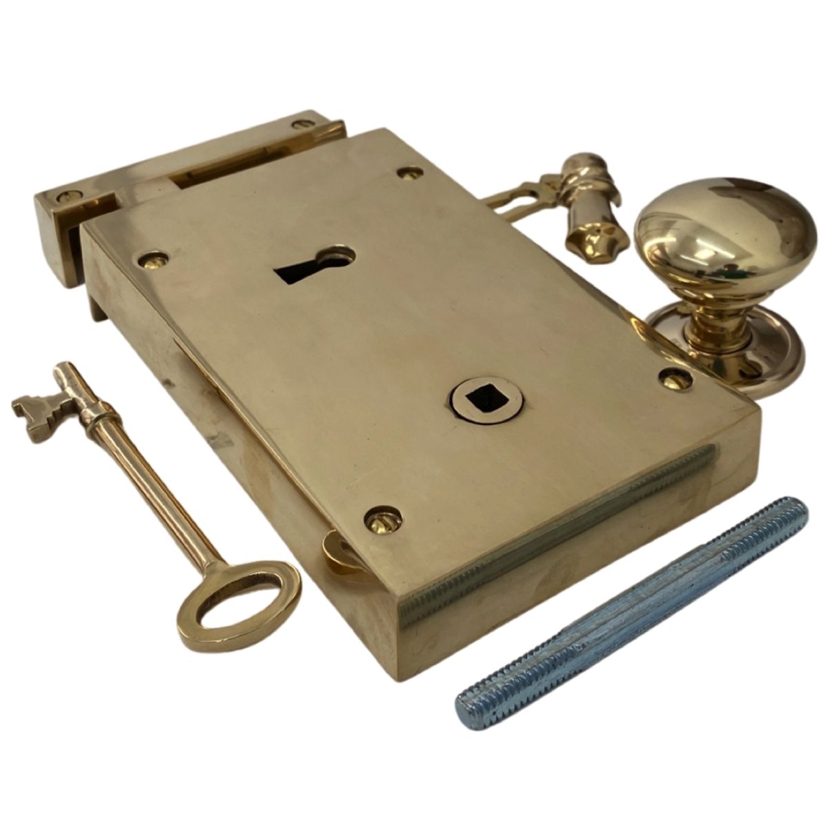 LEFT Hand Colonial Rim Lock in Solid Brass Antique Replica | The Kings Bay