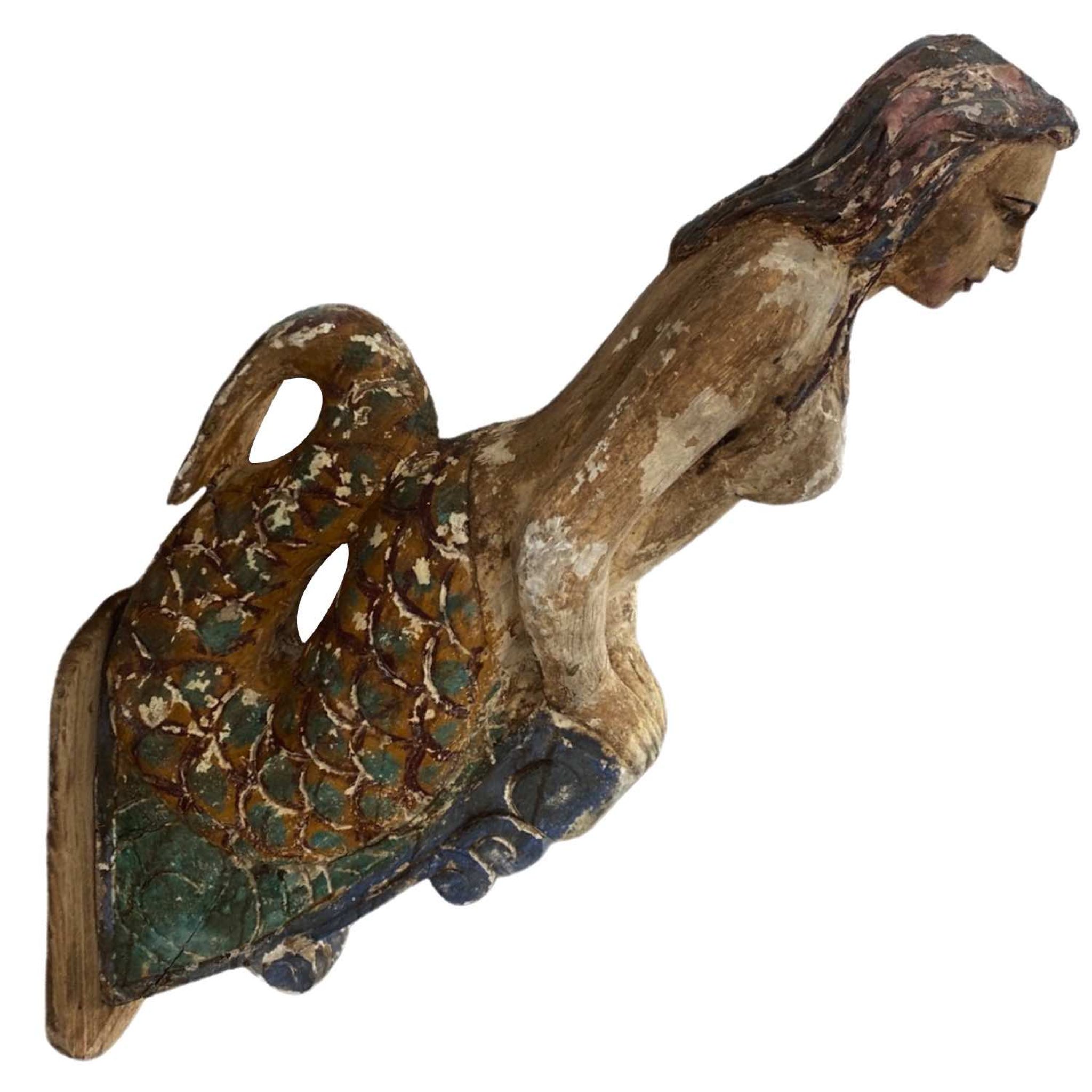 Wall Mounted Ship's Figuehead Mermaid Antique Replica Folk Art Masthead ...