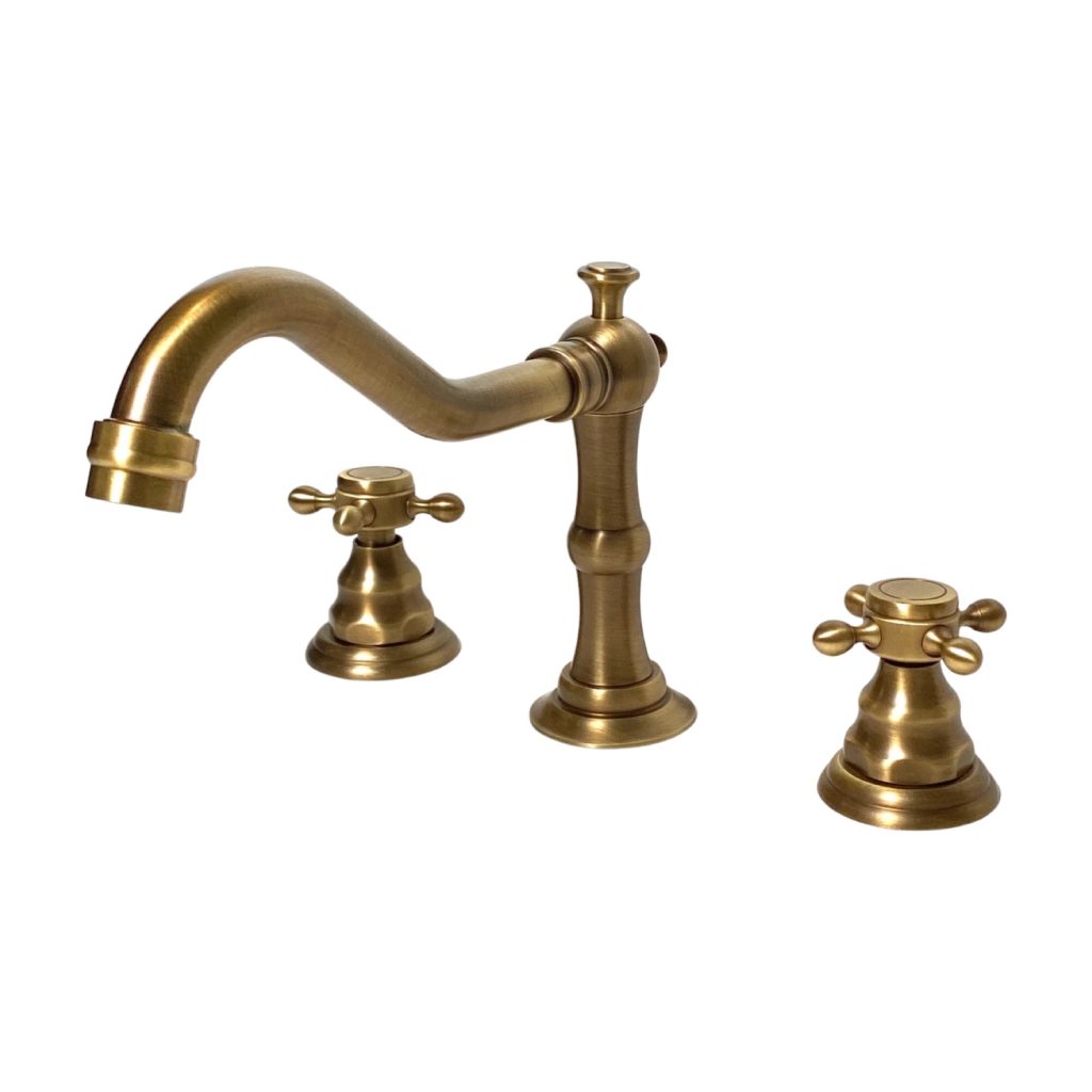 Victoriana Cross Handle Faucet with 8 Inch Centers Antique Brass | The ...