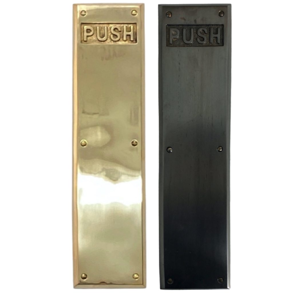 PUSH Commercial Door Plate in Heavy Duty Cast Brass | The Kings Bay