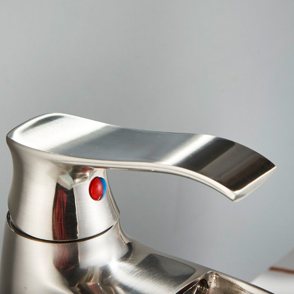 Brushed Nickel Curvy Waterfall Bathroom Sink Faucet with Single Handle ...