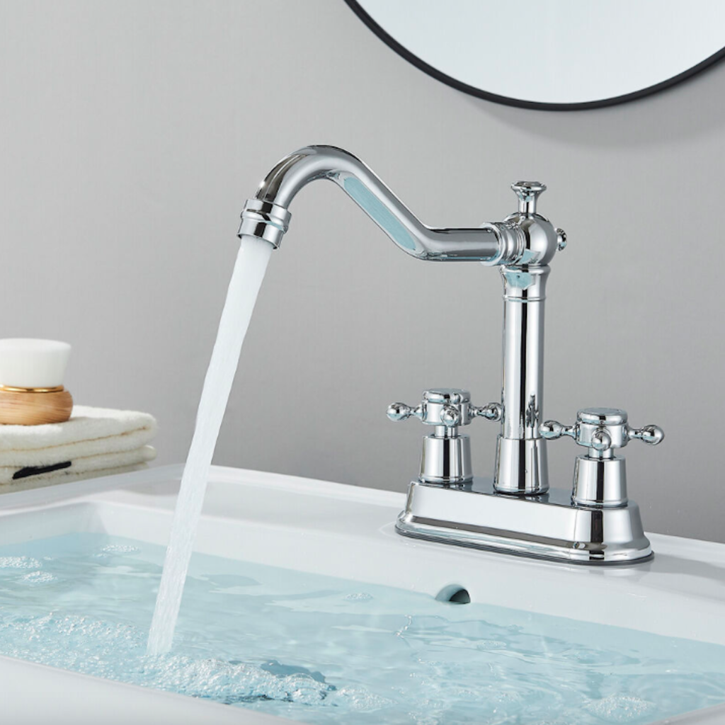 Chrome Centerset Bathroom Sink Faucet with Two Handles | The Kings Bay