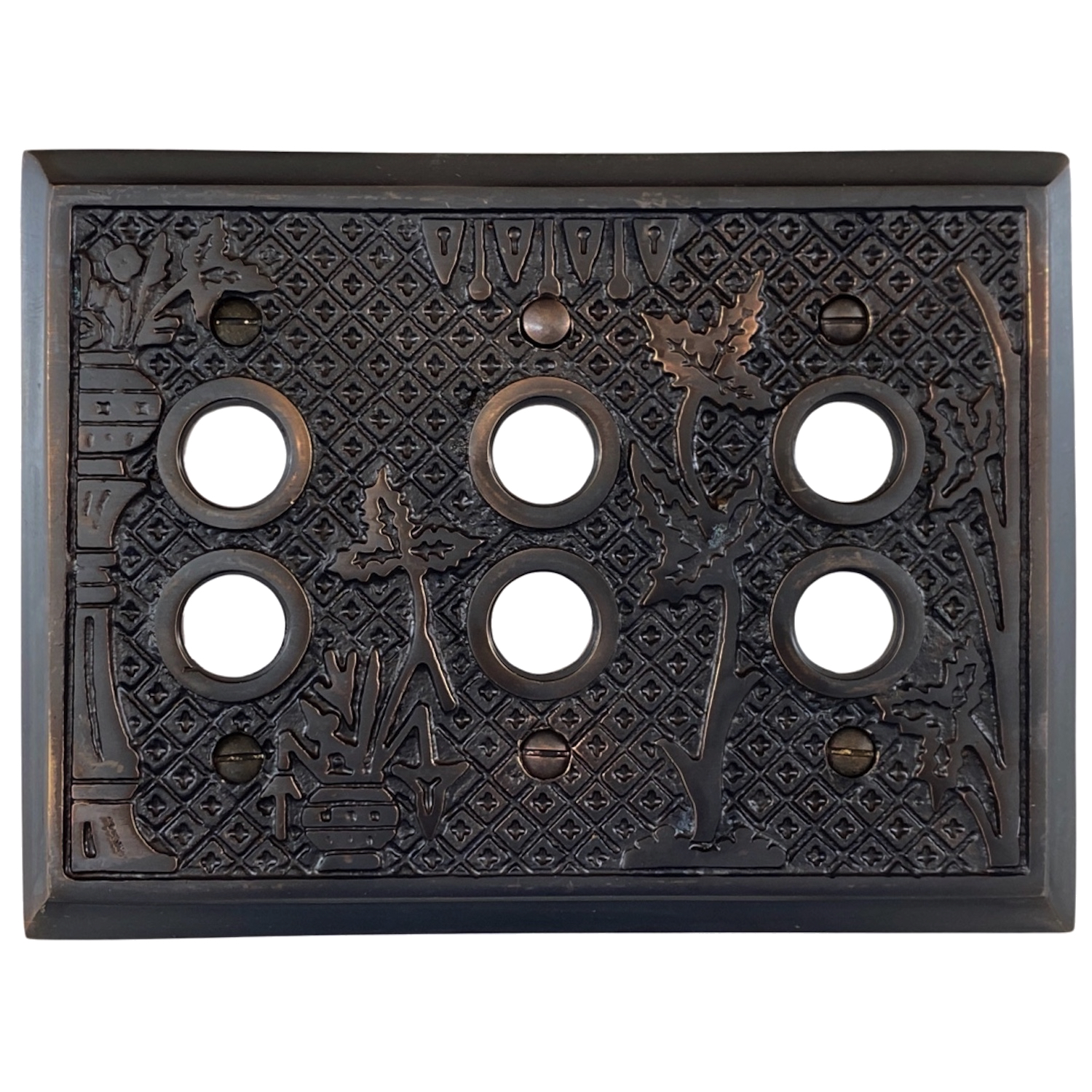 Victorian Style Triple Gang Push Button Switch Cover Plate Heavy Bronze ...