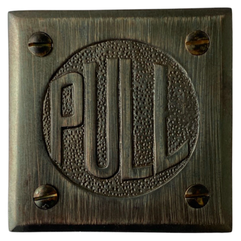 Solid Brass PULL Door Plate with Old Fashioned Lettering | The Kings Bay