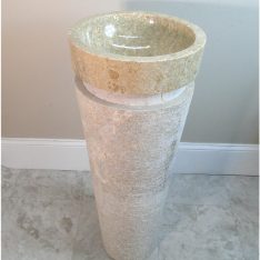 Marble Sink - Modern Oval Pedestal Real Stone | The Kings Bay