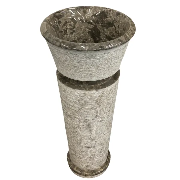 Cone Shaped Pedestal Sink with Dark Grey Granite Marble | The Kings Bay