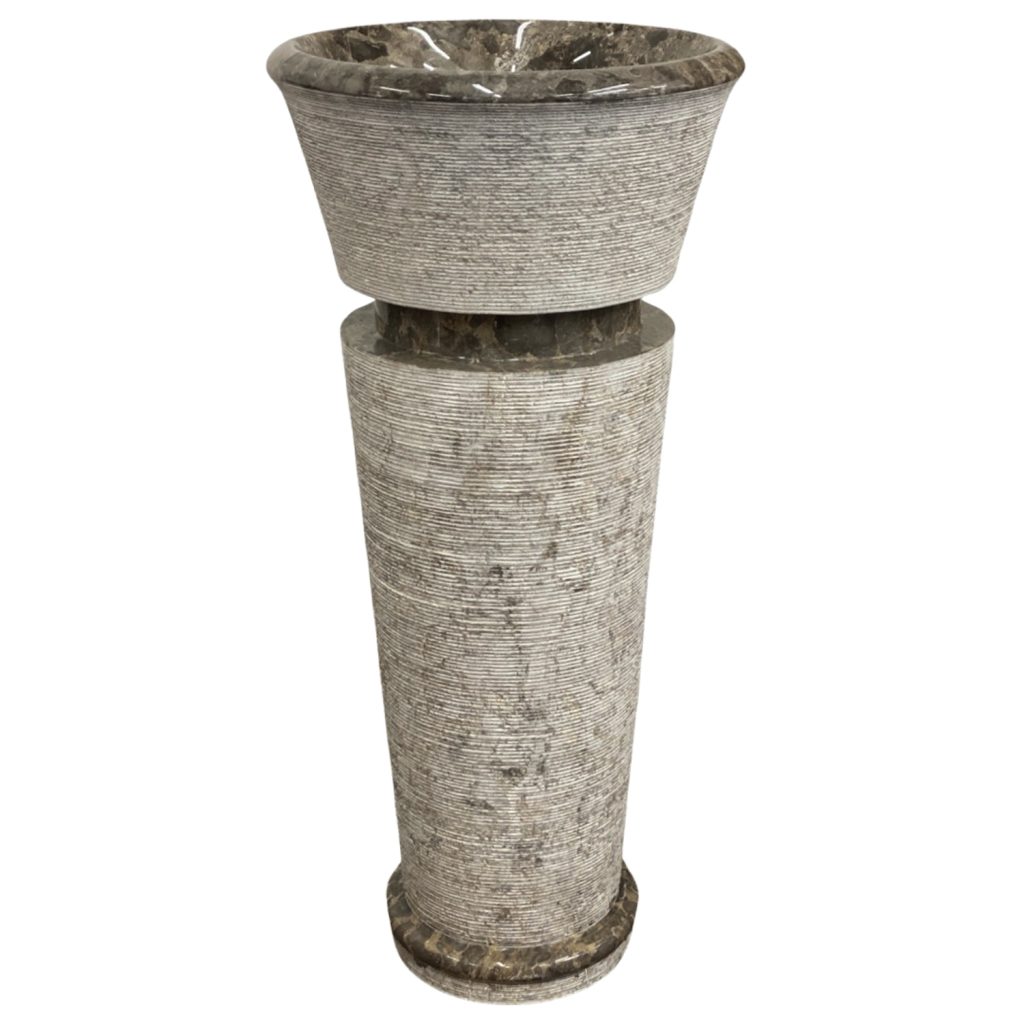 Cone Shaped Pedestal Sink with Dark Grey Granite Marble | The Kings Bay