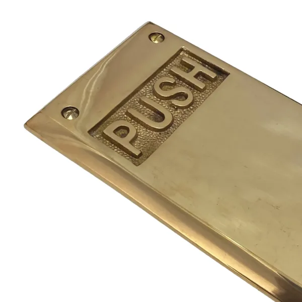 PUSH Commercial Door Plate in Heavy Duty Cast Brass | The Kings Bay